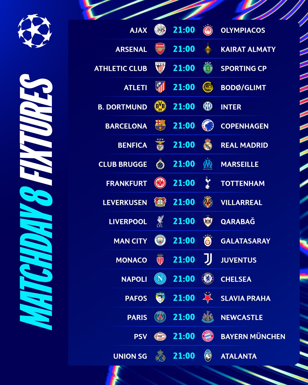 Matchday 8 UCL Fixtures Today - Big Teams That Can Still Be Eliminated ...